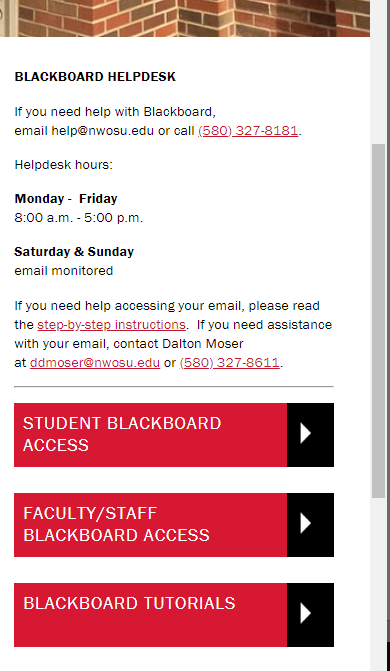 Blackboard Login | Northwestern Oklahoma State University
