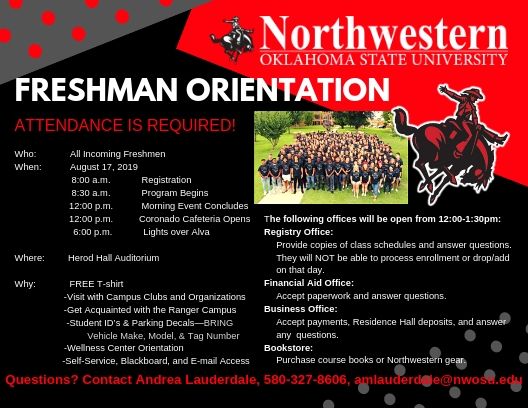 Freshman Orientation | Northwestern Oklahoma State University