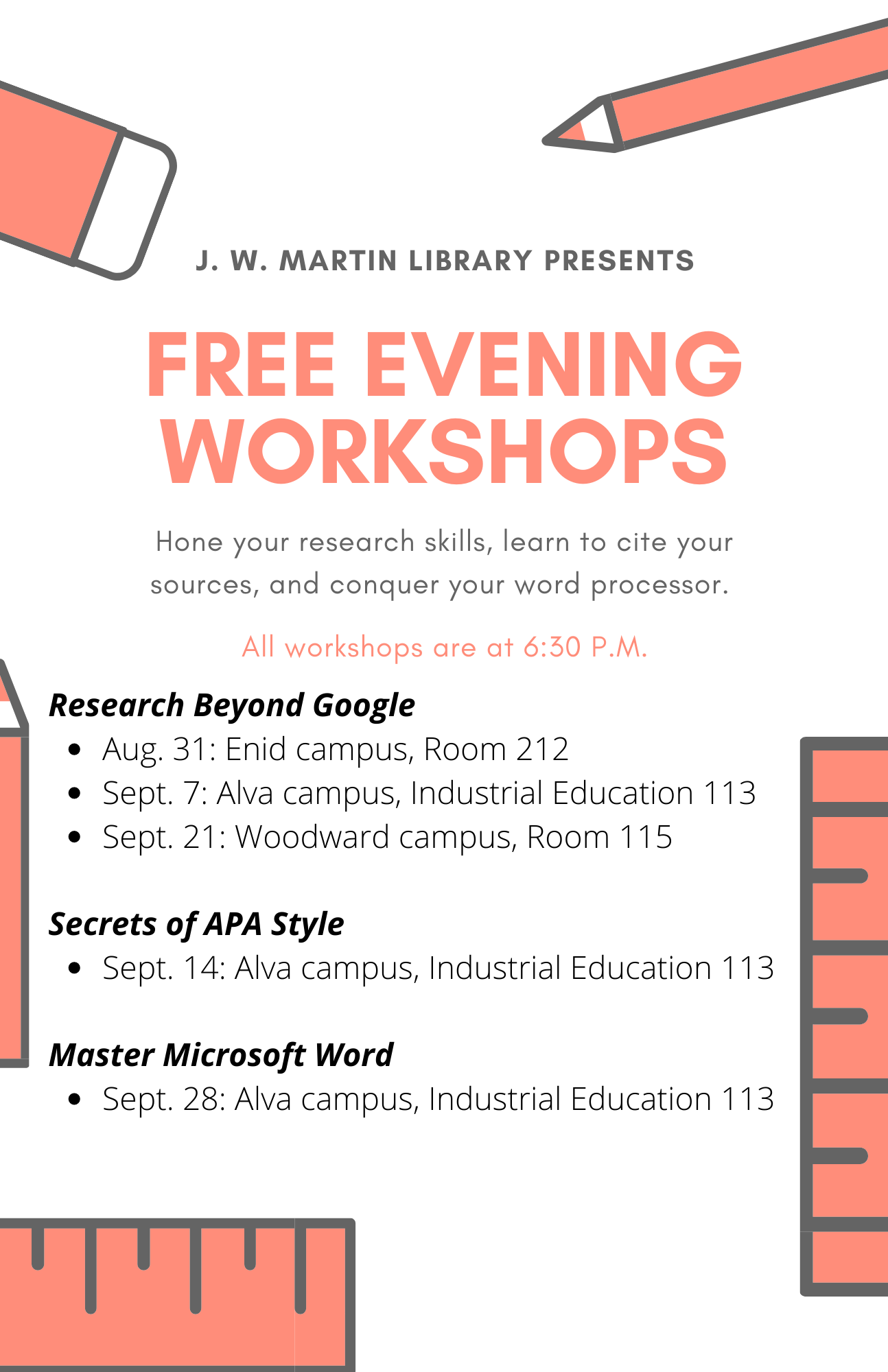 J.W. Martin Library Staff Plans Upcoming Workshops | Northwestern ...