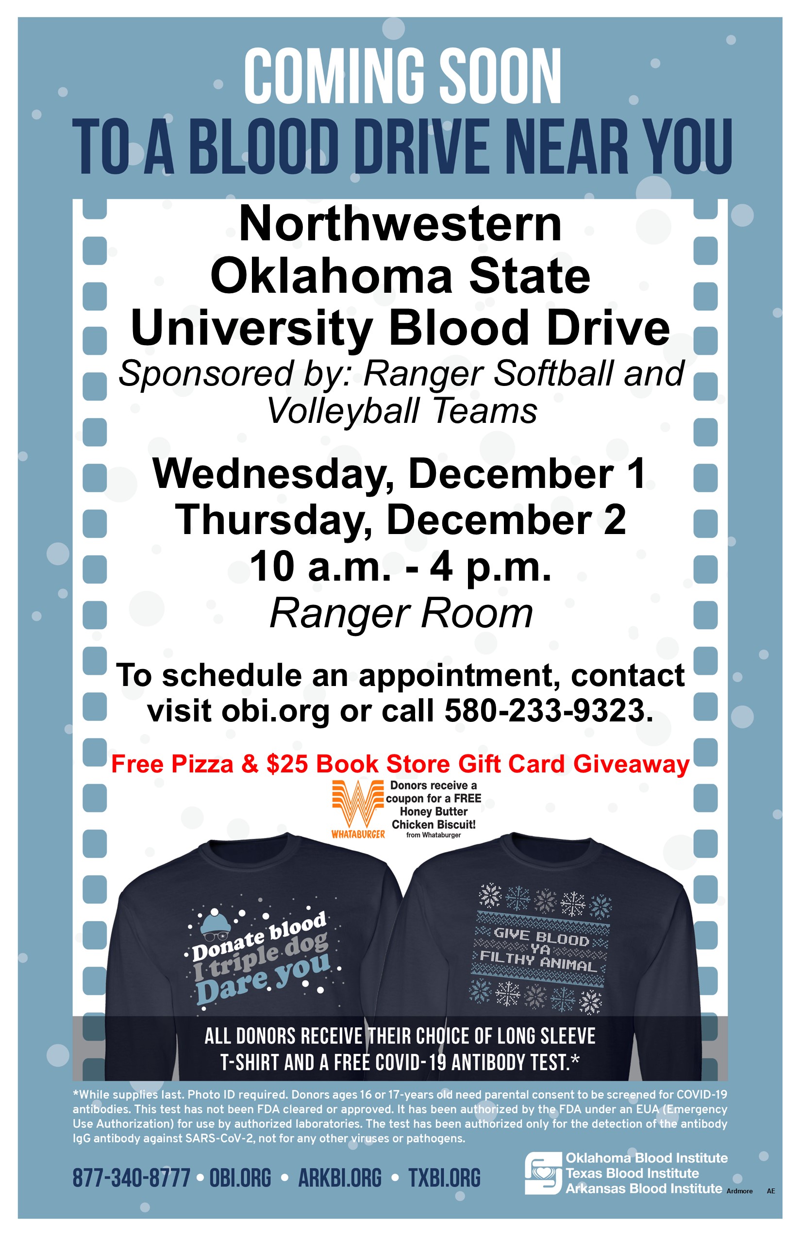 OBI Blood Drive Looking for 116 Donors Dec. 1-2 | Northwestern Oklahoma ...